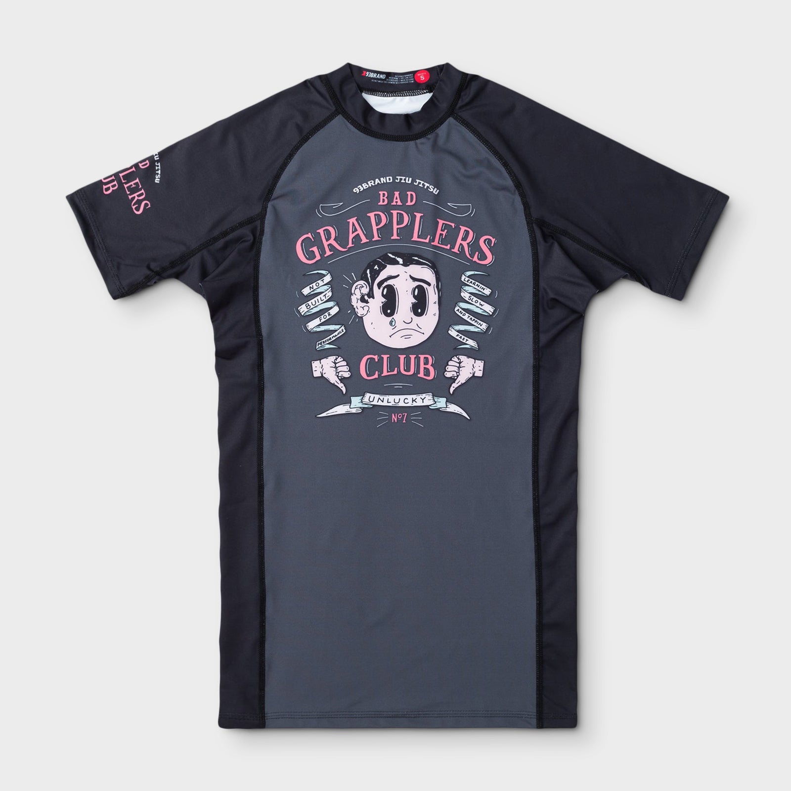 93brand Bad Grapplers Short Sleeve Rash Guard - Black