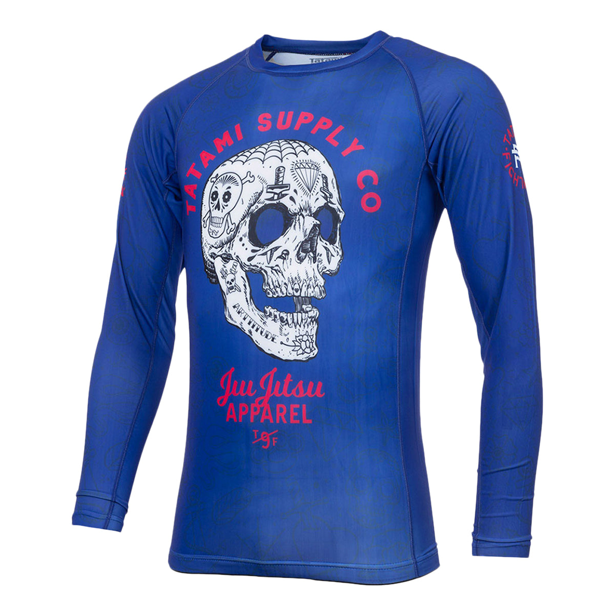 Tatami Sugar Skull Long Sleeve Rash Guard - Blue